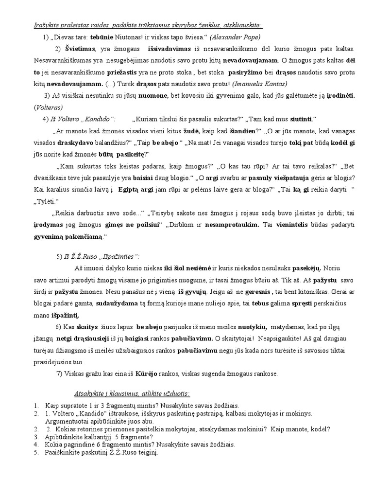 Svietimo Epocha Kompleksine Uzduotis | PDF