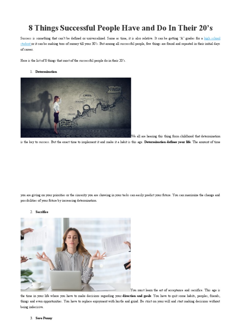 8 Things Successful People Have and Do in Their 20's | PDF | Human ...