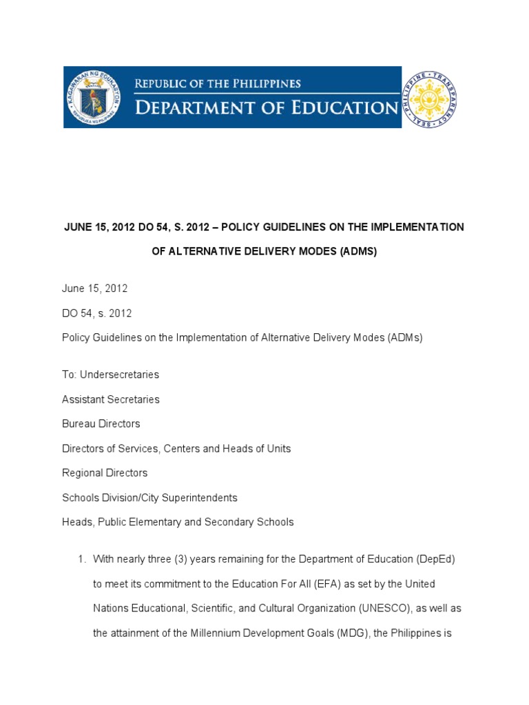 June 15, 2012 Do 54, S. 2012 - Policy Guidelines On The Implementation ...