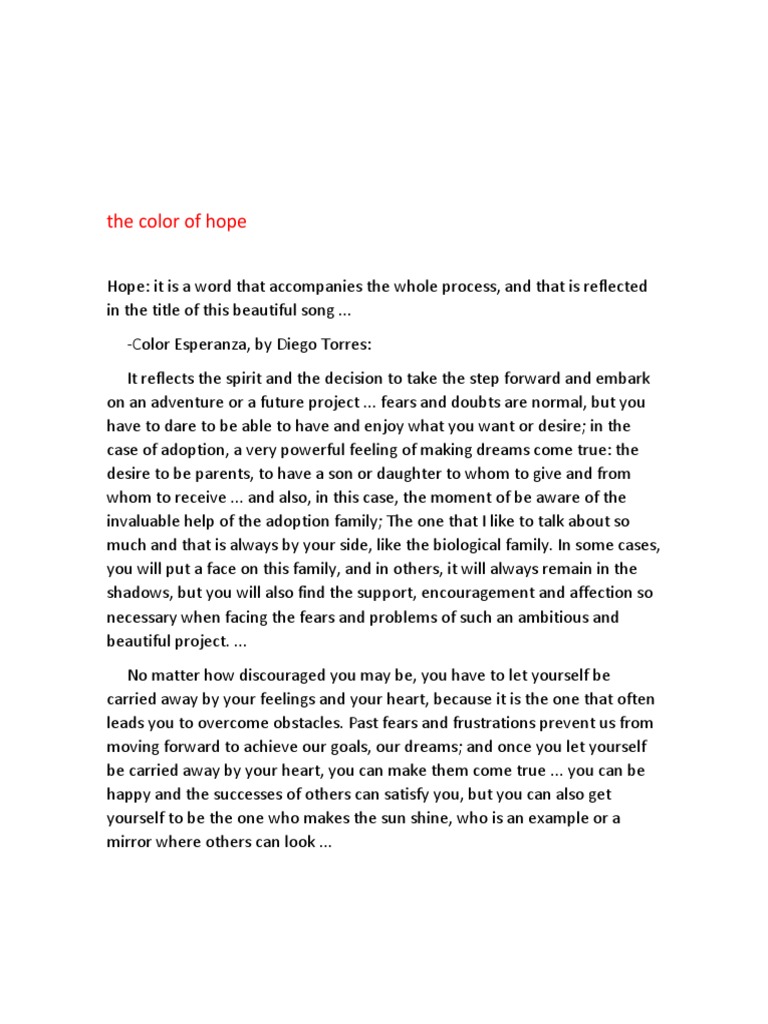 The Color of Hope | PDF