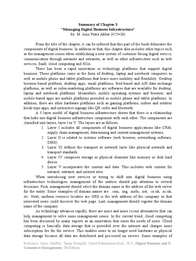 Summary Chapter 3 "Managing Digital Business Infrastructure" | PDF | Web Application | World ...
