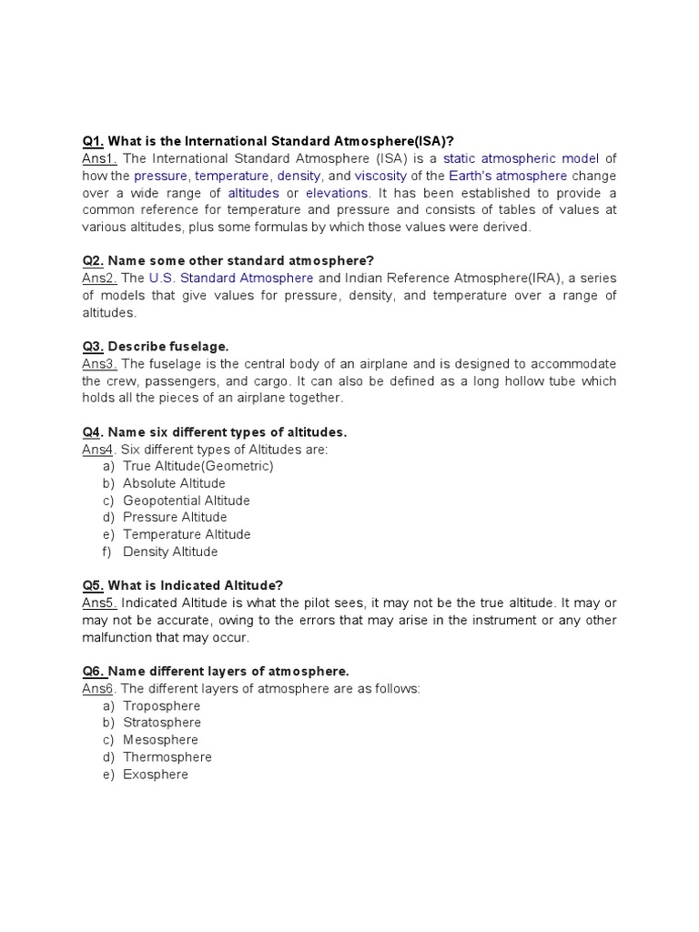 Static Atmospheric Model Pressure Temperature Density Viscosity Earth's ...