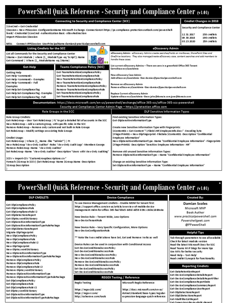 Powershell Quick Reference - Security and Compliance Center | PDF ...