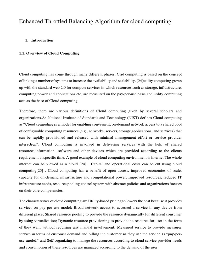 Enhanced Throttled Balancing Algorithm For Cloud Computing | PDF | Load ...
