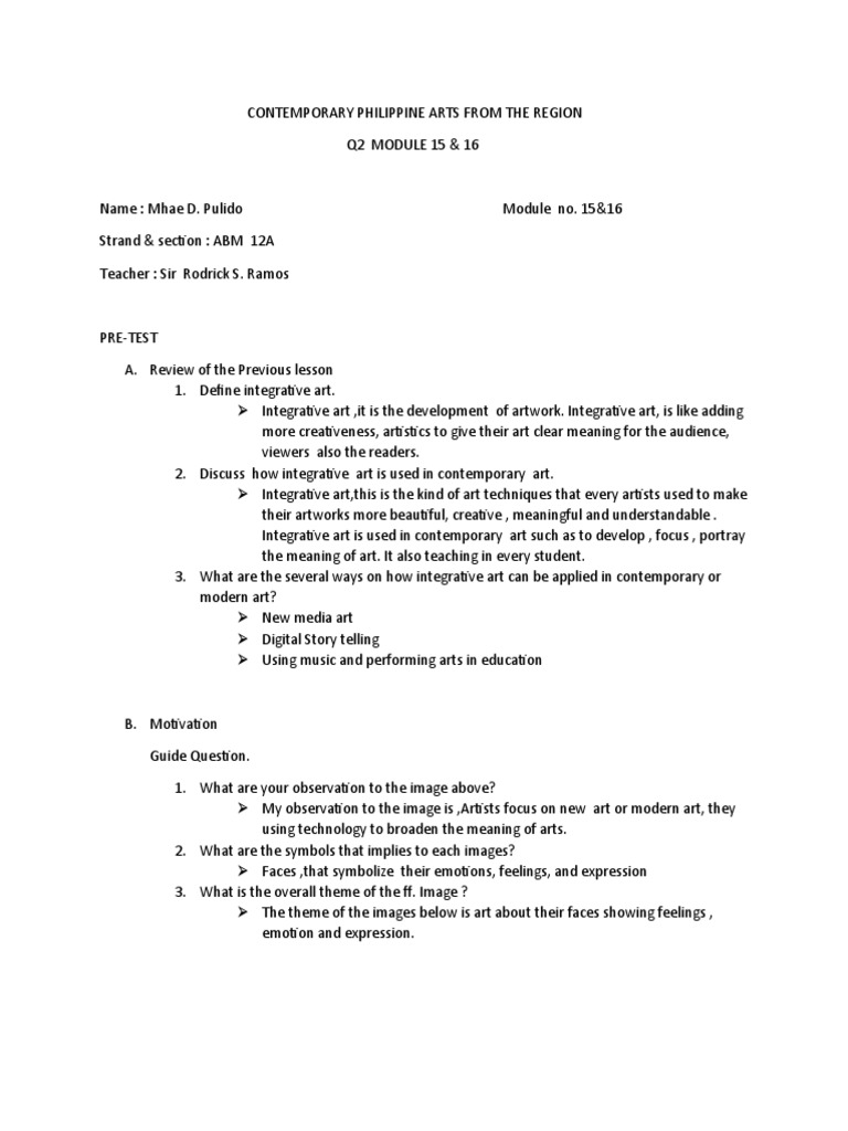 CPAR Q2: Integrative Art Modules 15-16 | PDF | Human Nature | Paintings