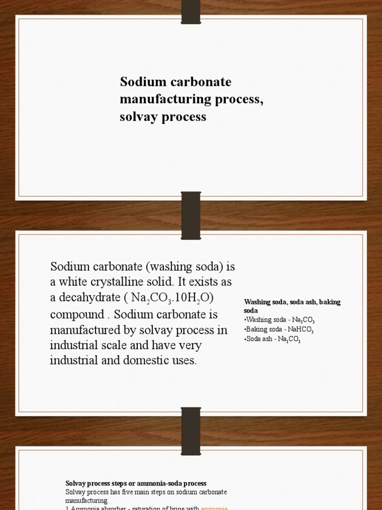 Sodium Carbonate Manufacturing Process, Solvay Process | PDF | Sodium ...