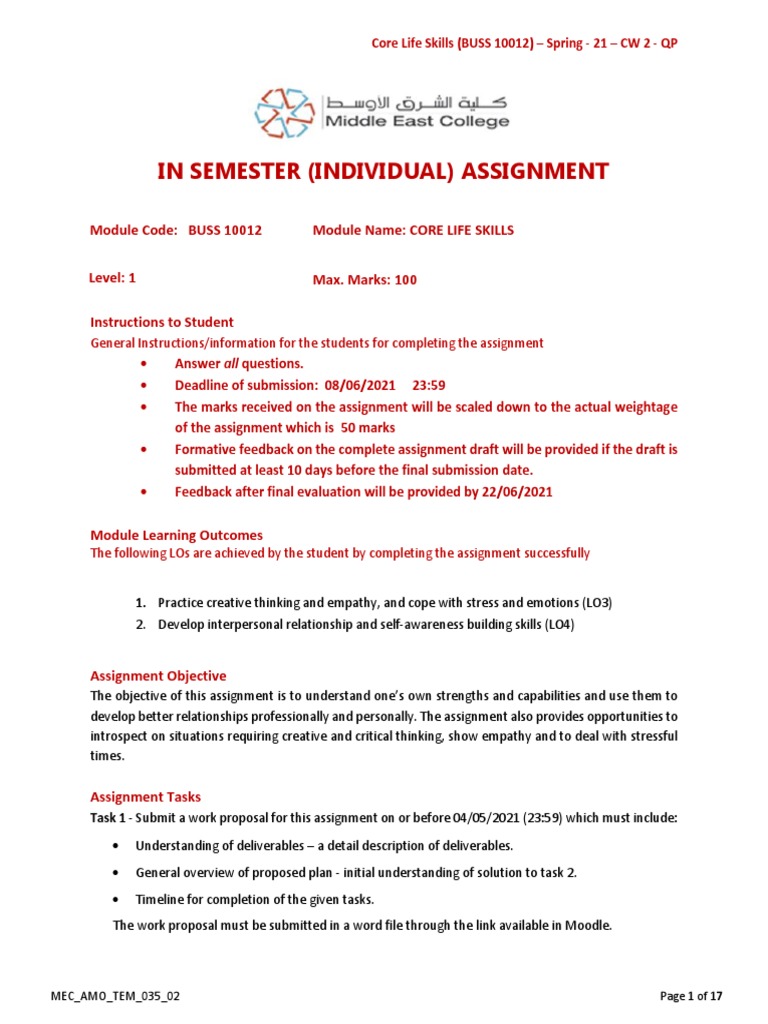 CLS - BUSS 10012 - CW2 - SPRING 21 - Assignment 2 Brief | PDF | Evaluation | Information