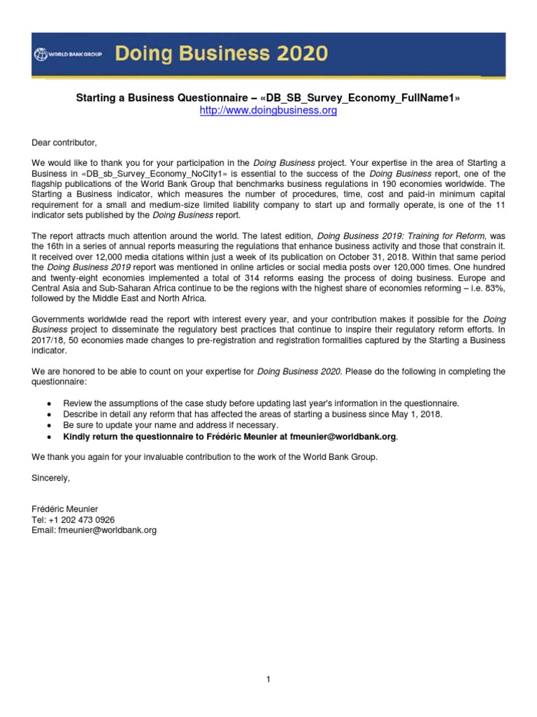 Starting a Business Survey 2020 Guide | PDF | Business | Economies