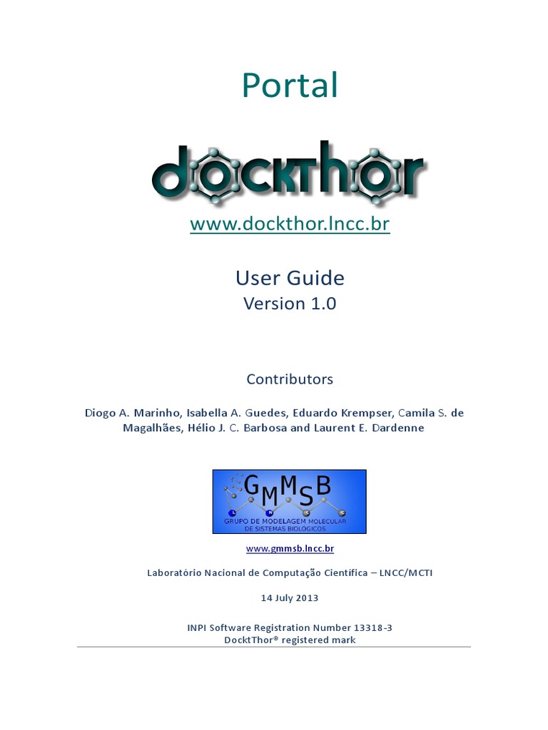 Basic Tutorial Dockthor 1 0 6 Pdf Docking Molecular Protein