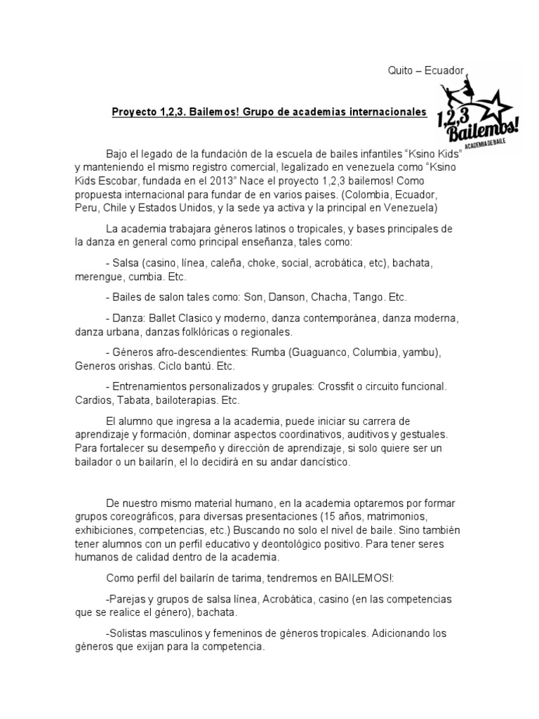 Proyecto Bailemos | PDF | Bailes | Ecuador