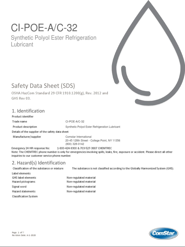 CI-POE-A/C-32: Safety Data Sheet (SDS) | PDF | Dangerous Goods ...