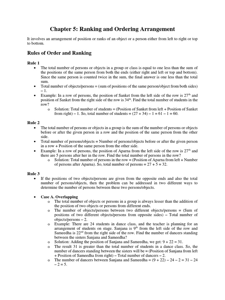 Chapter 5: Ranking and Ordering Arrangement | PDF | Lion | Numbers
