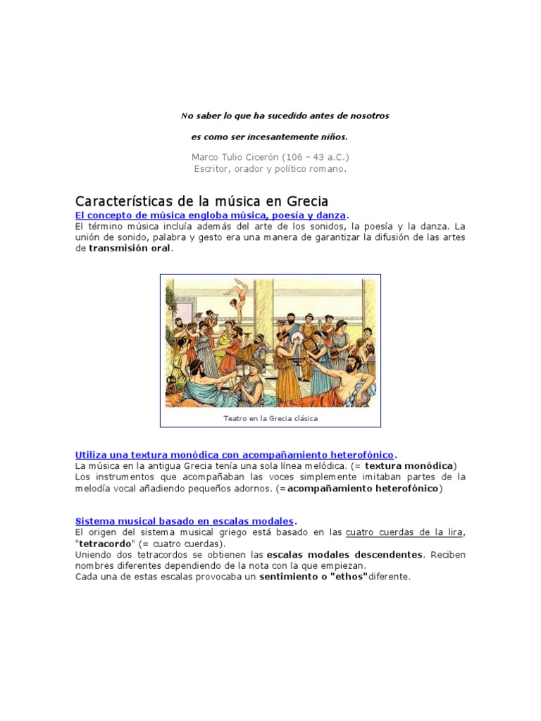 Música y Teatro en la Antigua Grecia | PDF | Instrumentos musicales | Ritmo
