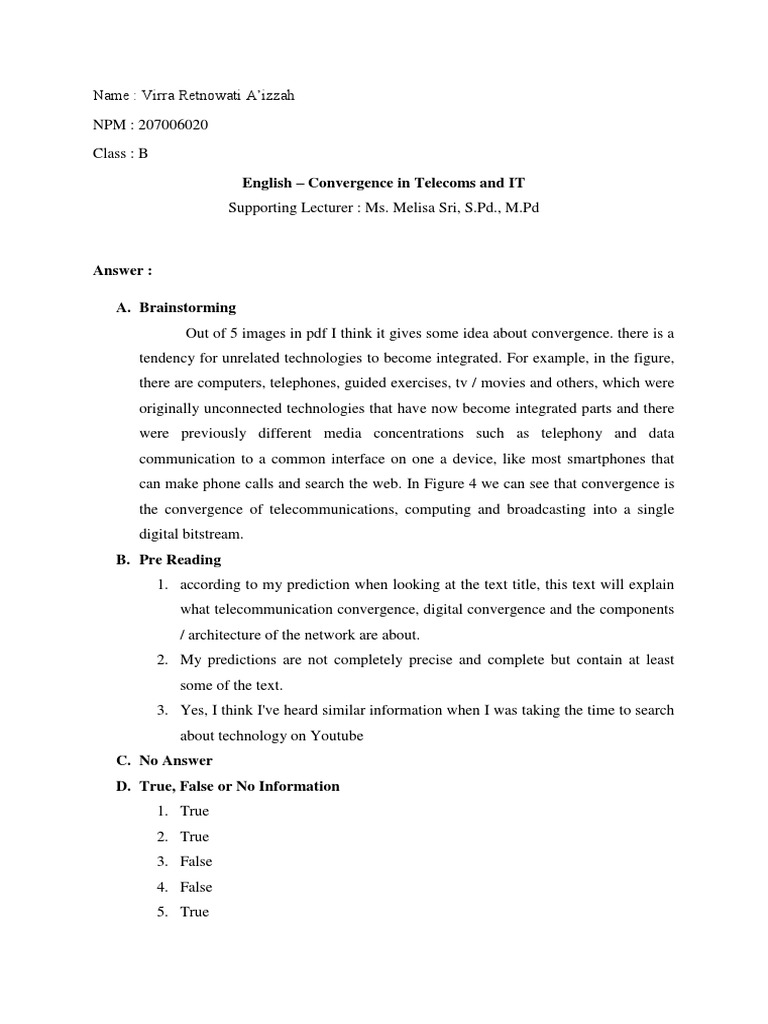 Task 3 - Convergence in Telecoms and IT | PDF | Technological ...