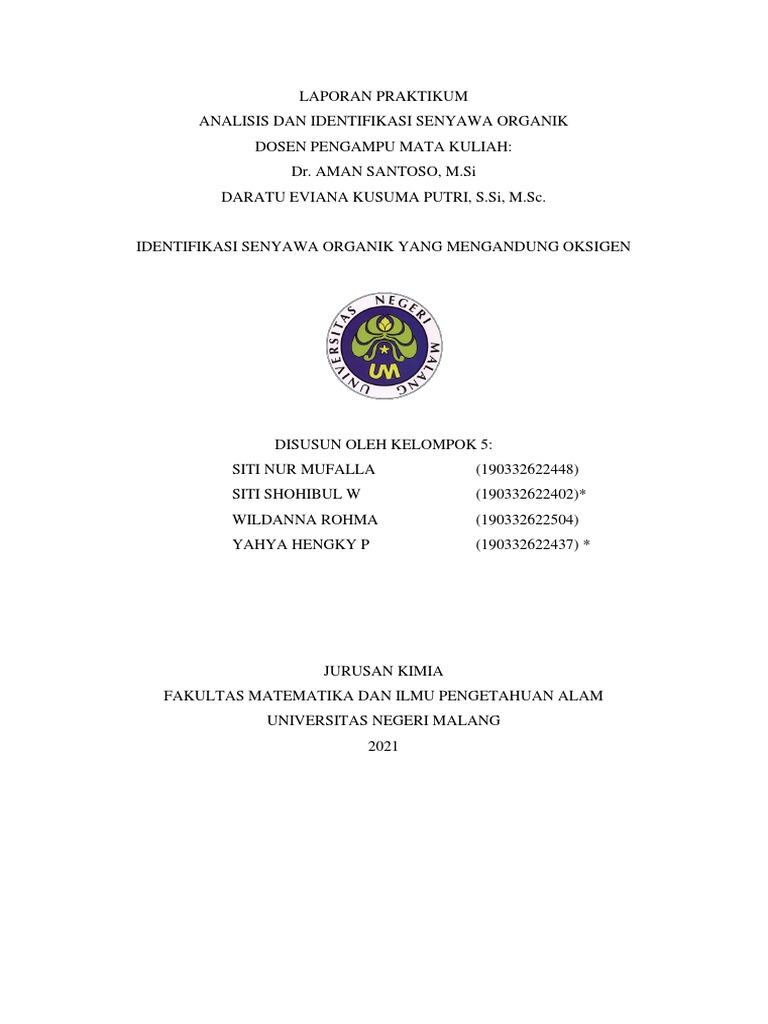 Kel 5 - I - Prak Kim Organik - Senyawa Organik Yang Mengandung Oksigen (1) - Dikonversi | PDF