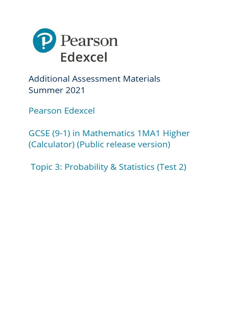 1MA1 GCSE Mathematics Topic 3 Probability and Statistics Higher ...