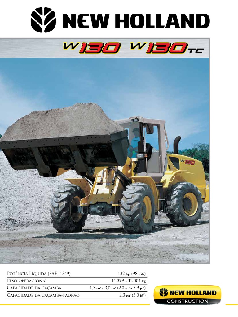 Ficha Técnica da Carregadeira W130 New Holland | PDF | Motores | Bomba
