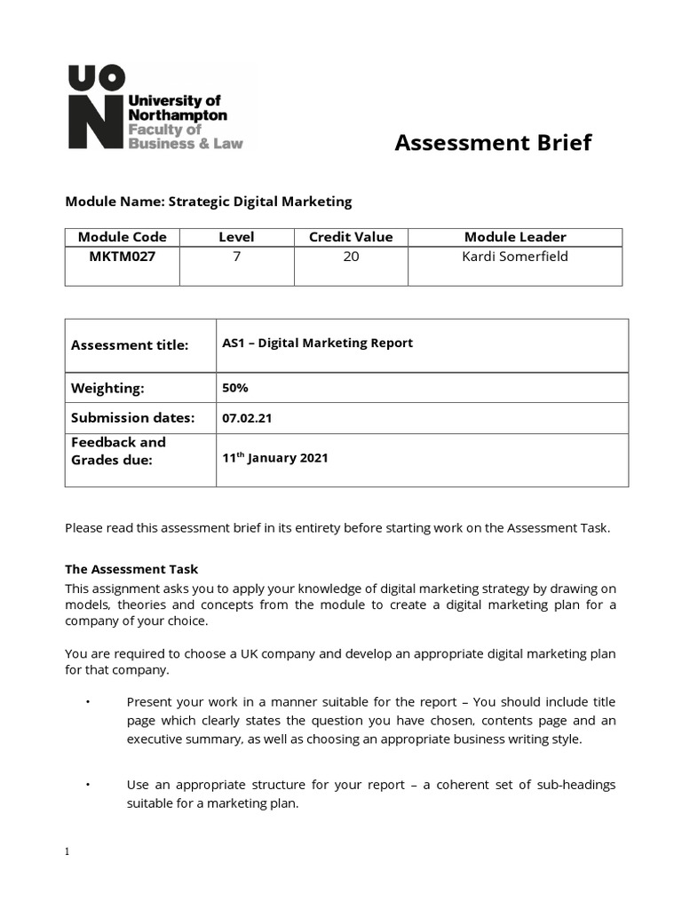 AS1 Digital Marketing Report | PDF | Turnitin | Communication