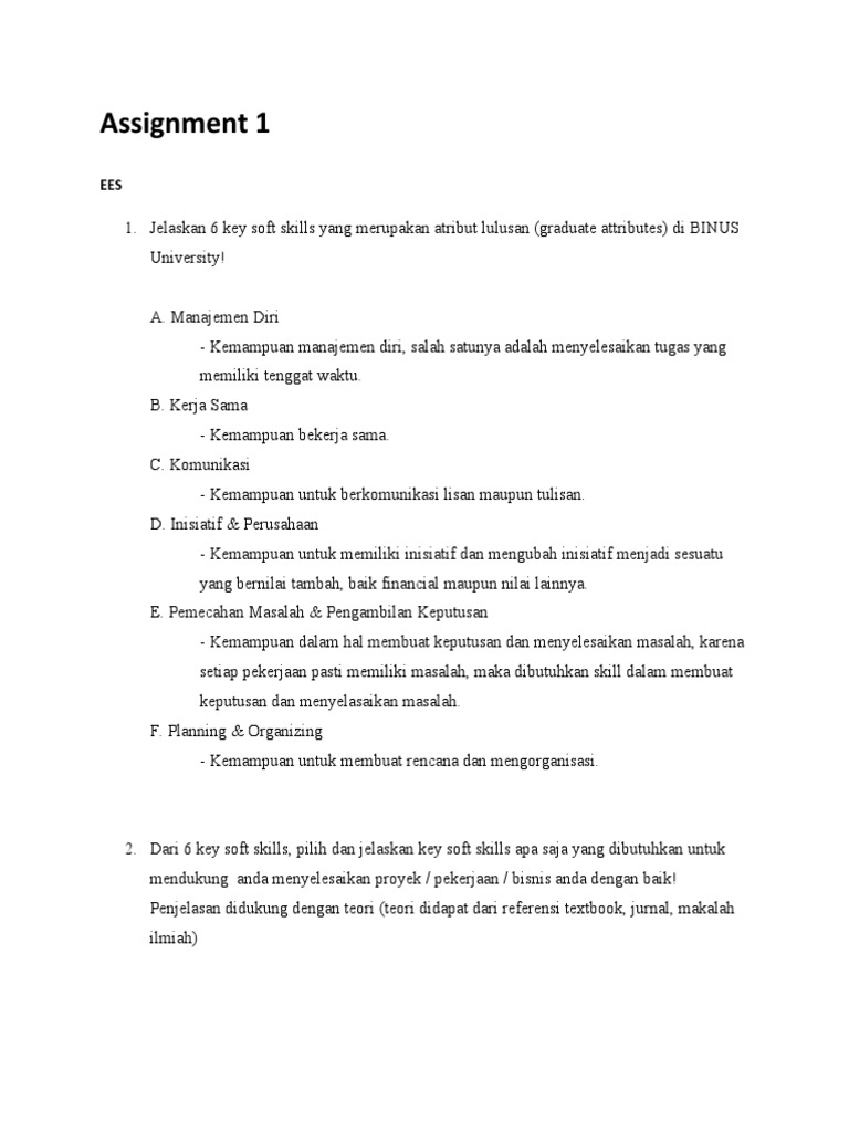 6 Soft Skills Lulusan BINUS University | PDF