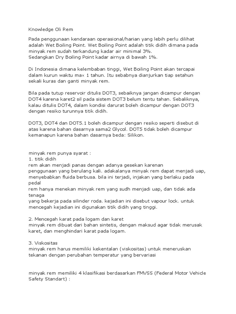 Pentingnya Titik Didih Minyak Rem | PDF
