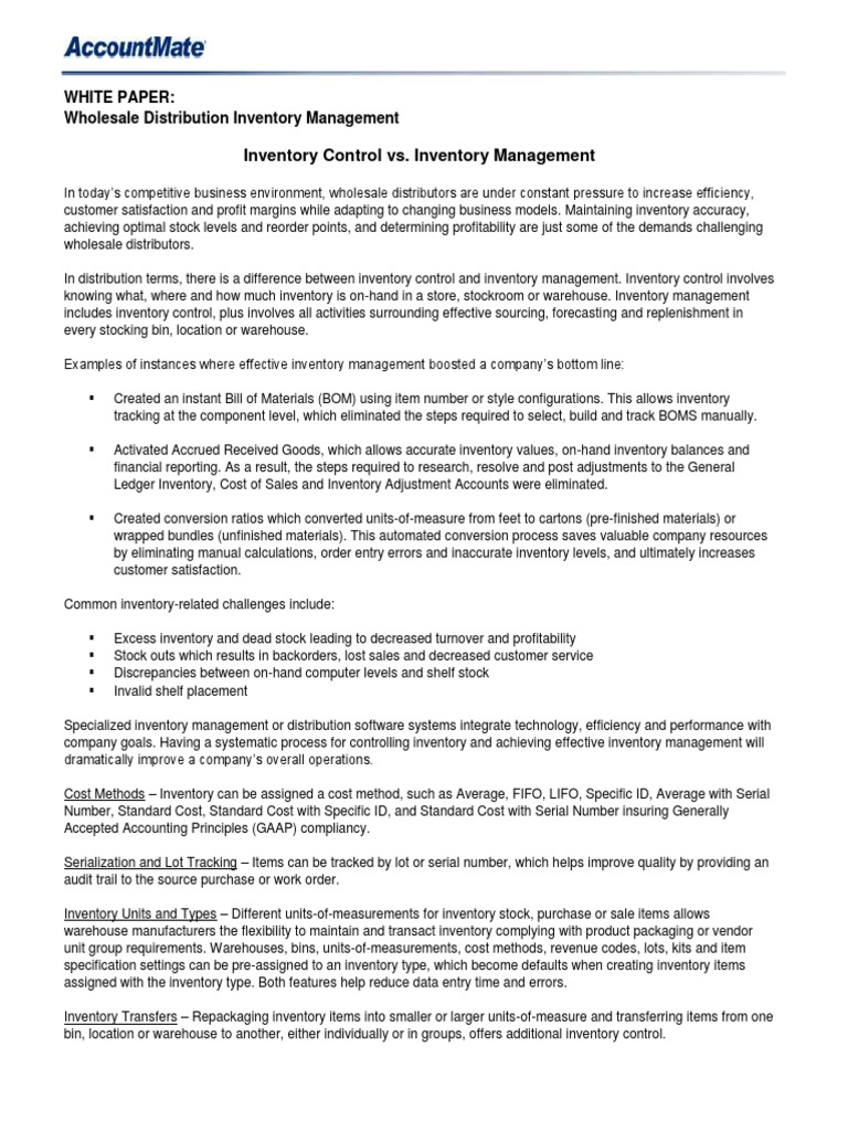 Inventory Control vs. Inventory Management | PDF | Inventory | Supply ...