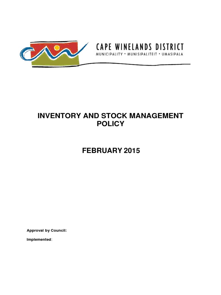 Inventory and Stores Management Policy - FINAL | PDF | Inventory | Cost