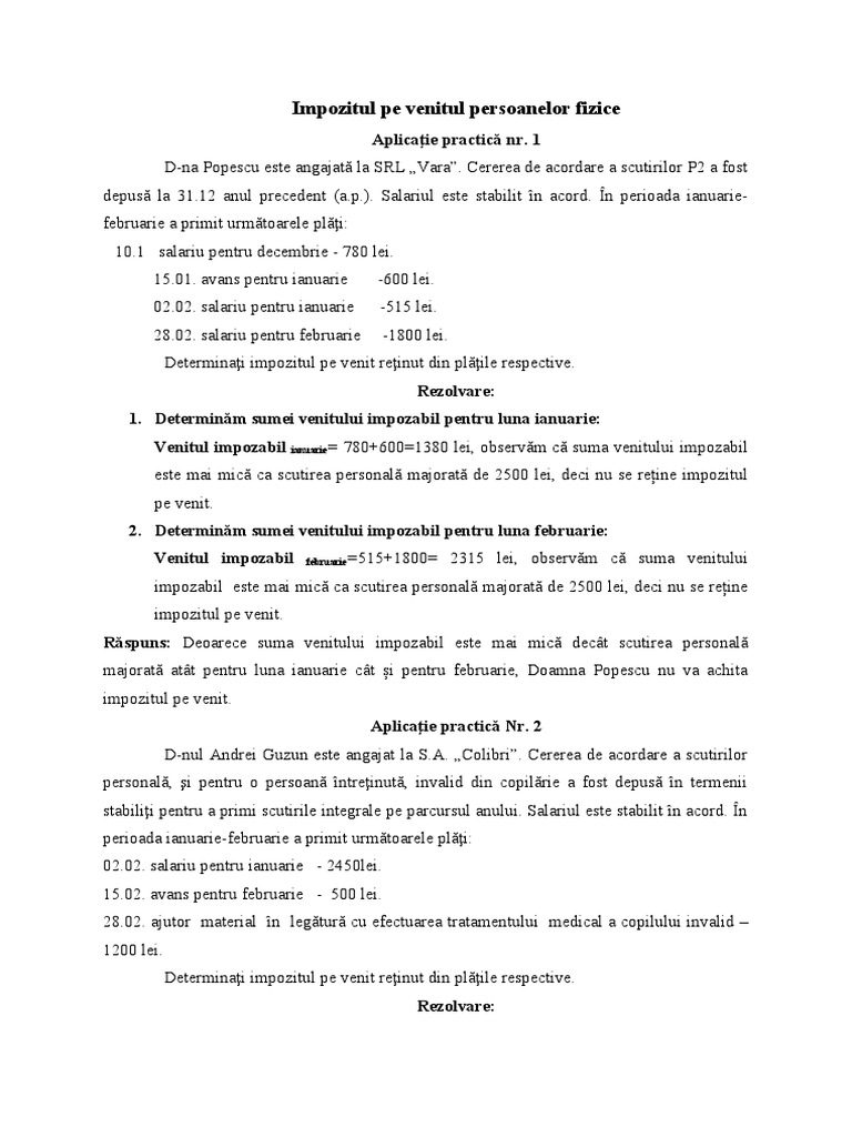 Probleme Impozit | PDF