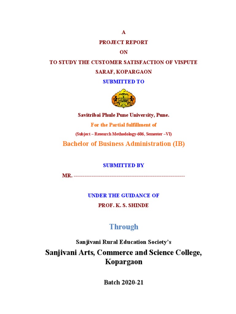 Customer Satisfaction Study at Vispute Saraf | PDF | Customer ...