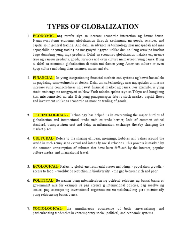 Types of Globalization | PDF | Globalization | United Nations
