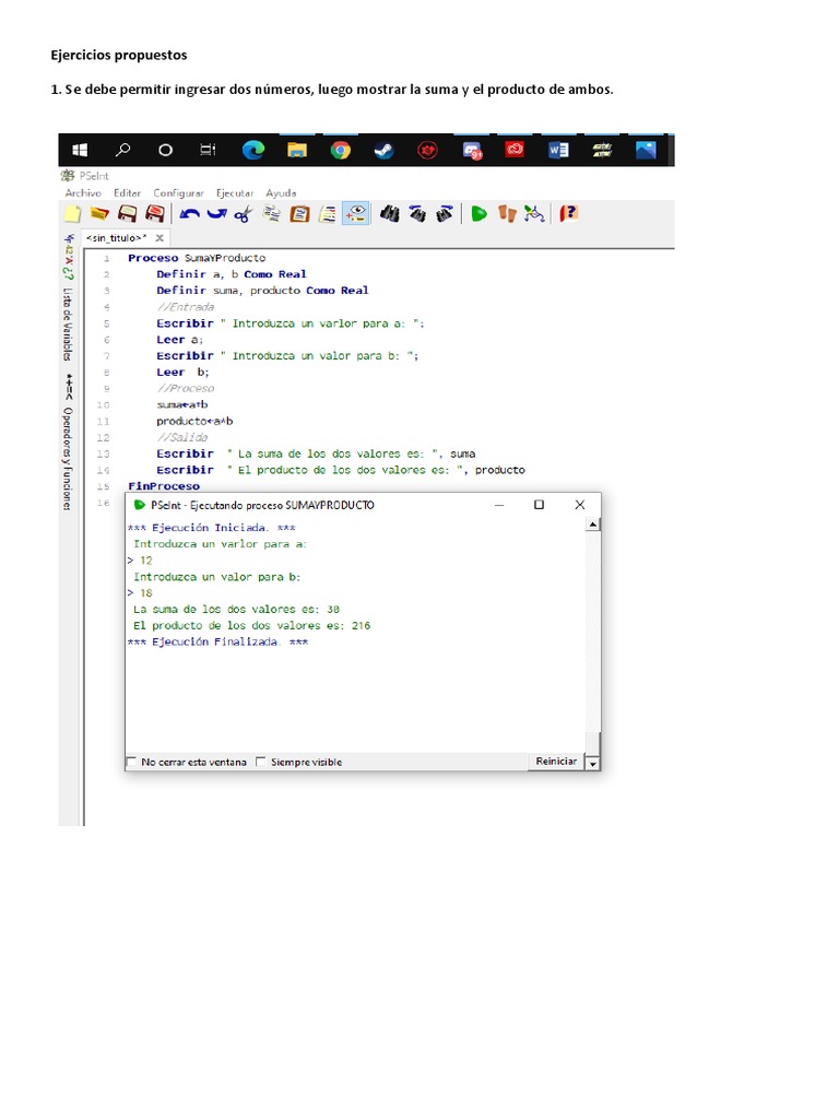 Ejercicios Propuestos Principio de Algoritmos | PDF