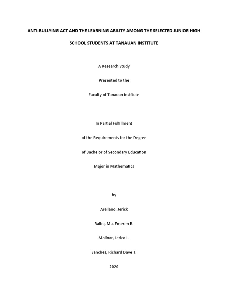 CHAPTER 1 AND 2 INSTITUTIONAL FORMAT Version 2 | PDF | Bullying ...