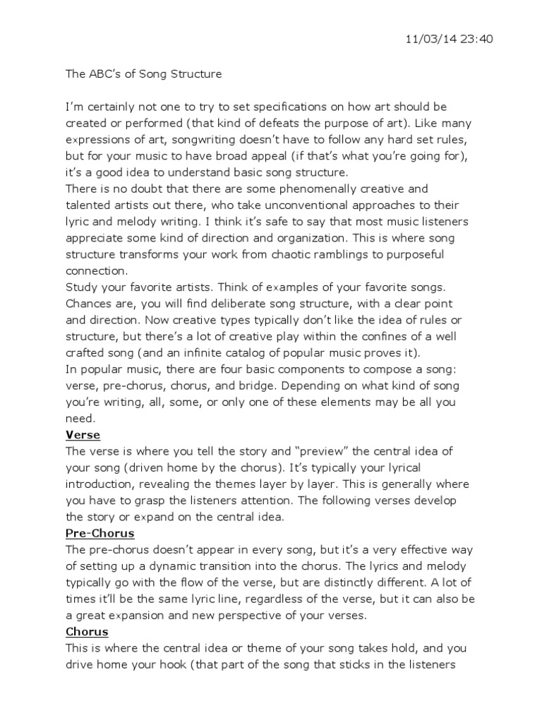 Songwriting Basics for Musicians | PDF | Song Structure | Musical Forms