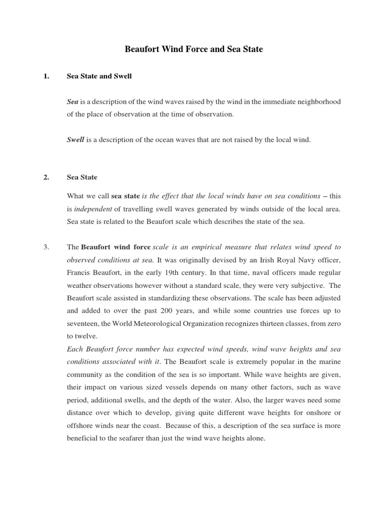 Beaufort Wind Force and Sea States | PDF