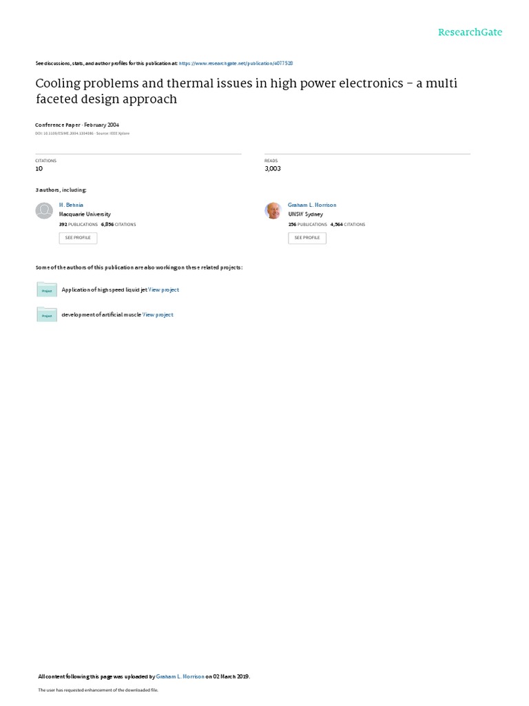 Cooling Problems and Thermal Issues in High Power Electronics - A Multi ...