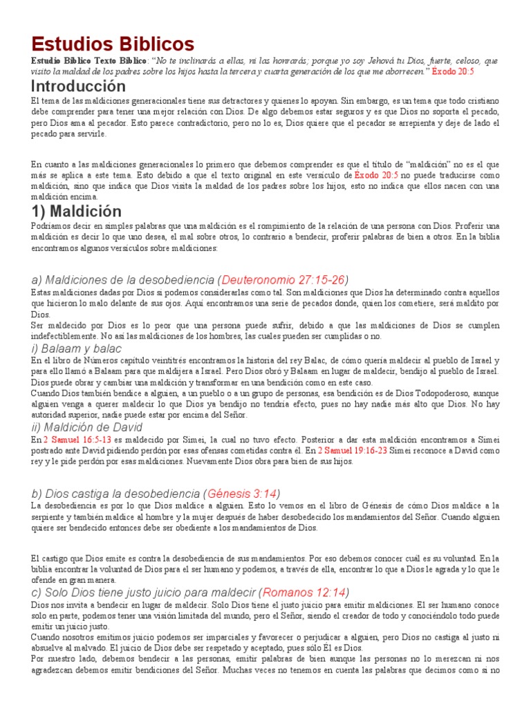 Entendiendo Las Maldiciones Generacionales Pdf Pecado Perdón