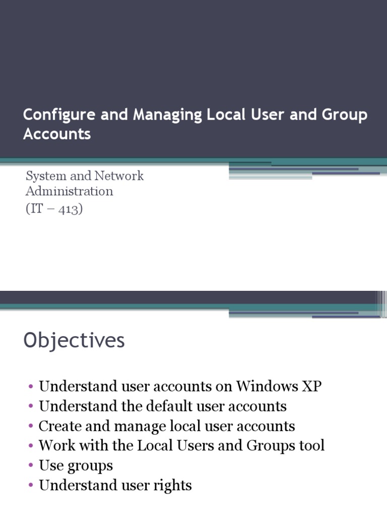Creating and Managing User Accounts | PDF | Windows Registry ...