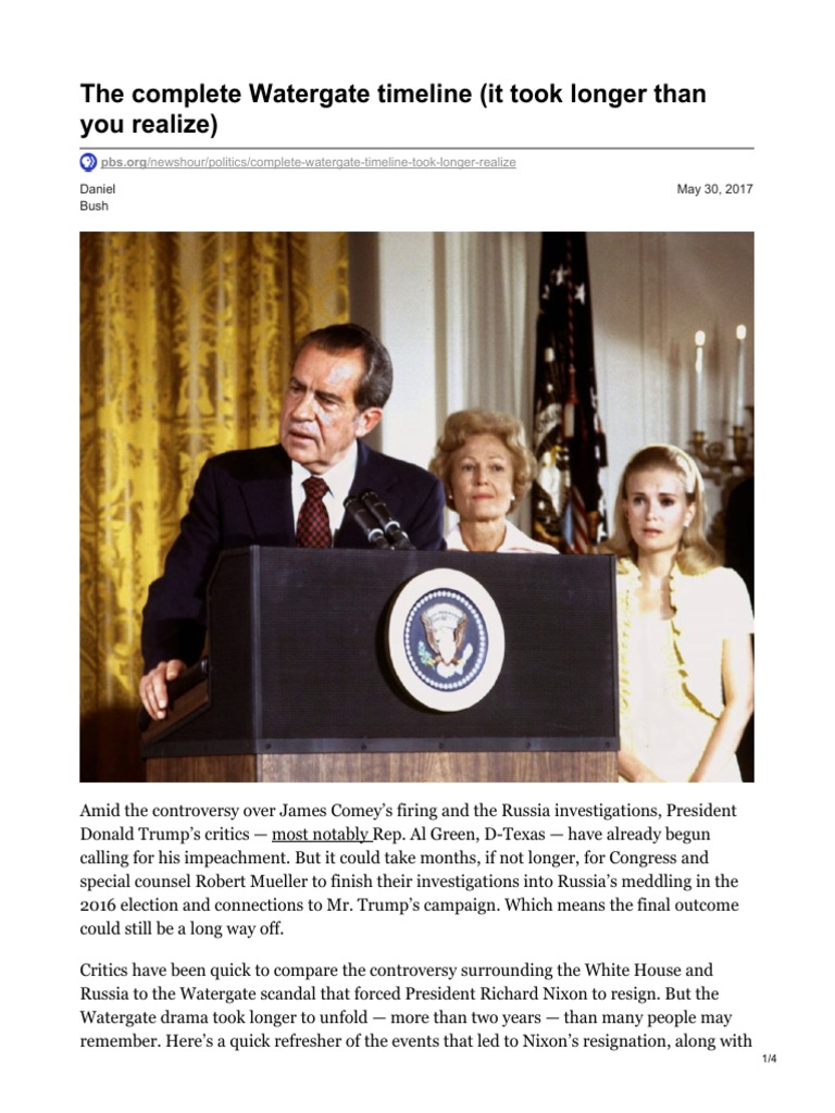 The Complete Watergate Timeline It Took Longer Than You Realize | PDF ...