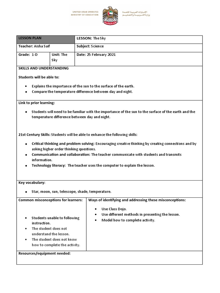 MOE Lesson Plan Template (1) | Download Free PDF | Lesson Plan | Question