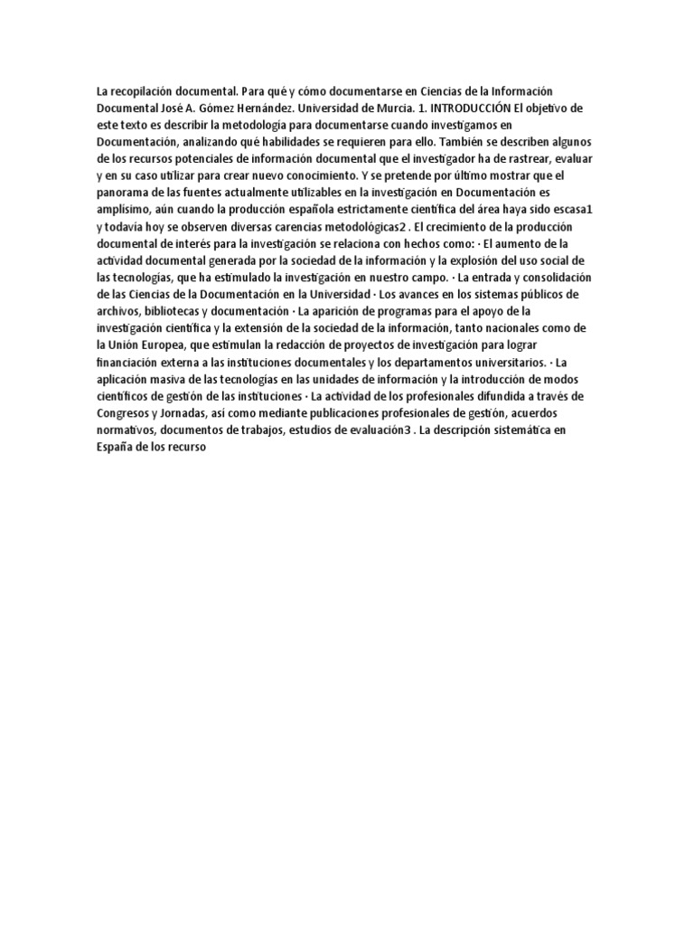 La Recopilación Documental | PDF