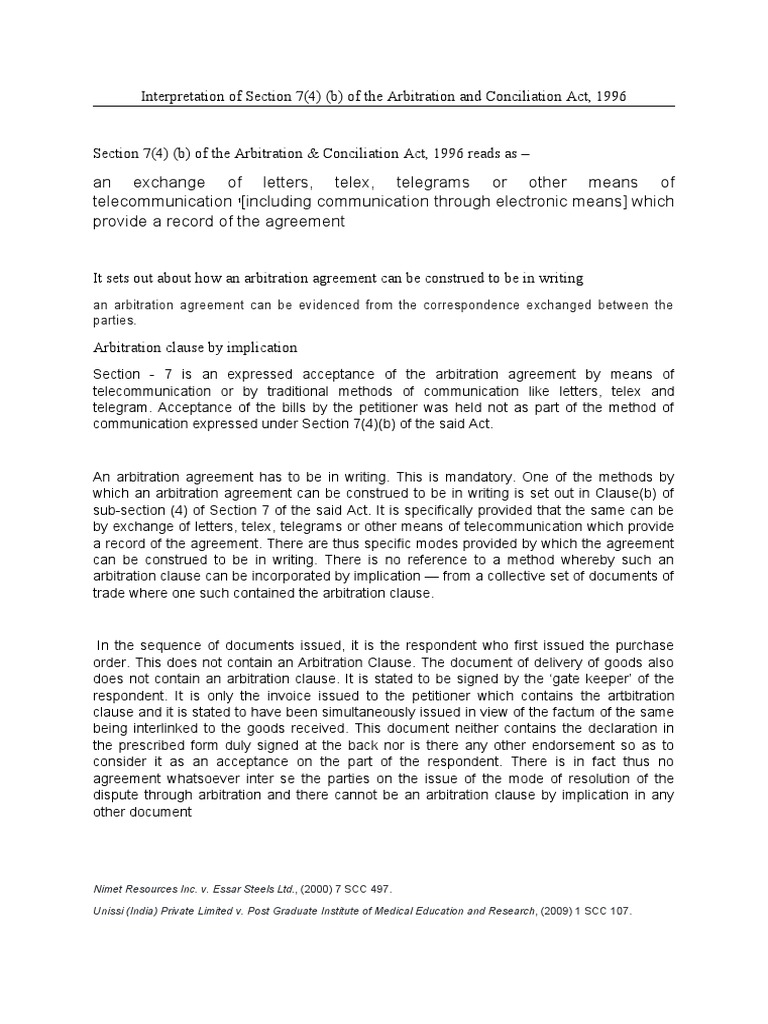 Interpretation of Section 7 | PDF | Arbitration | Constitutional Law