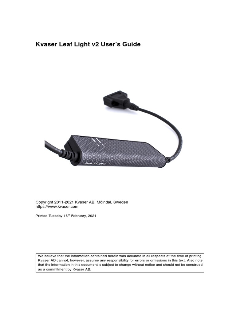 Kvaser Leaf Light v2 User's Guide | PDF | Device Driver | Usb
