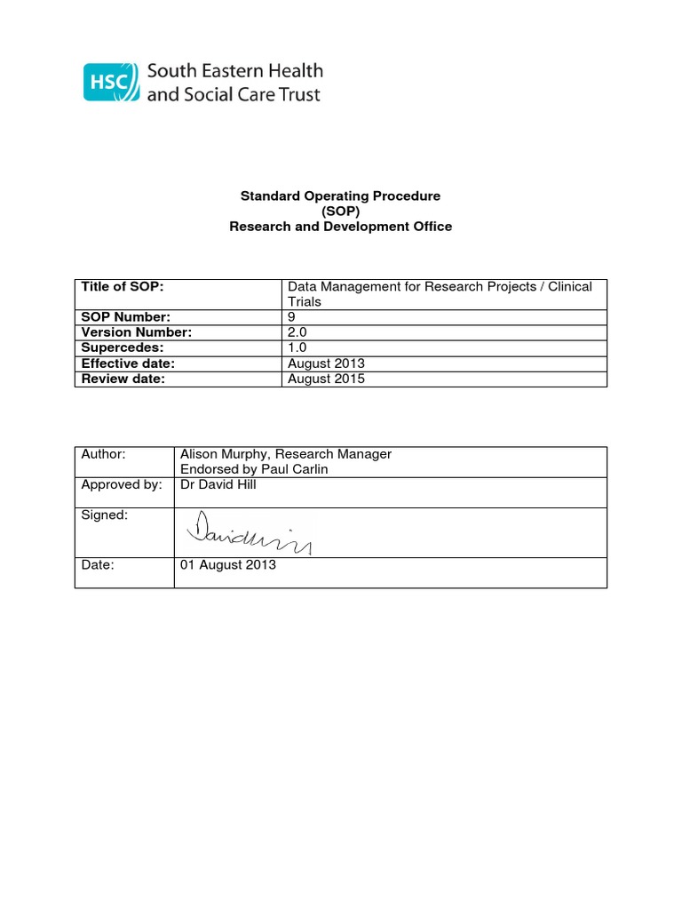 Standard Operating Procedure (SOP) Research and Development Office ...