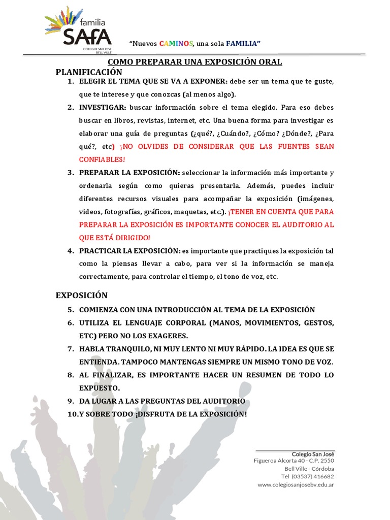 Guía para Preparar una Exposición Oral | PDF | Estudios de idiomas ...