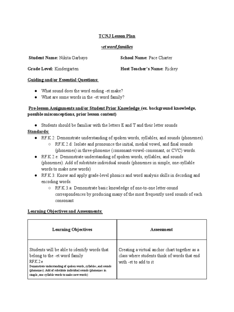Lesson Plan 6 | PDF | Syllable | Phoneme