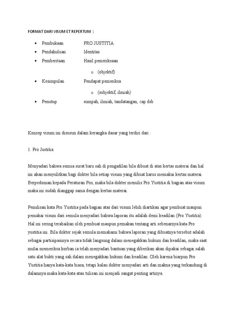 FORMAT DARI VISUM ET REPERTUM Perlukaan | PDF