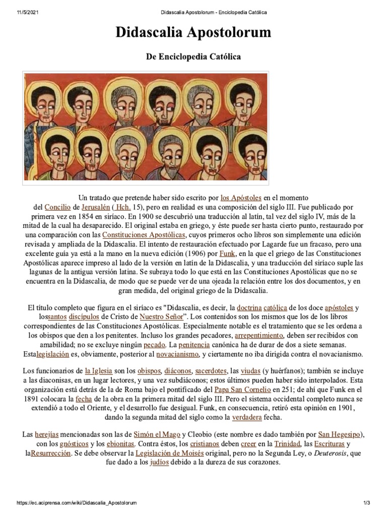 Didascalia Apostolorum - Enciclopedia Católica | PDF