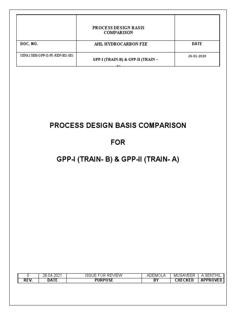 SEPA15008-GPP-II-PS-REP-001-001 - Process Design Basis Comparison | PDF | Wound | Wind Speed