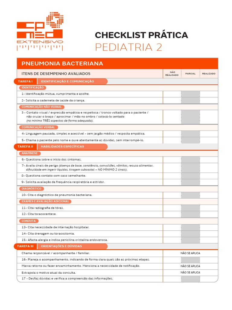 Checklist Pediatria 2 | PDF | Ciências e Matemática