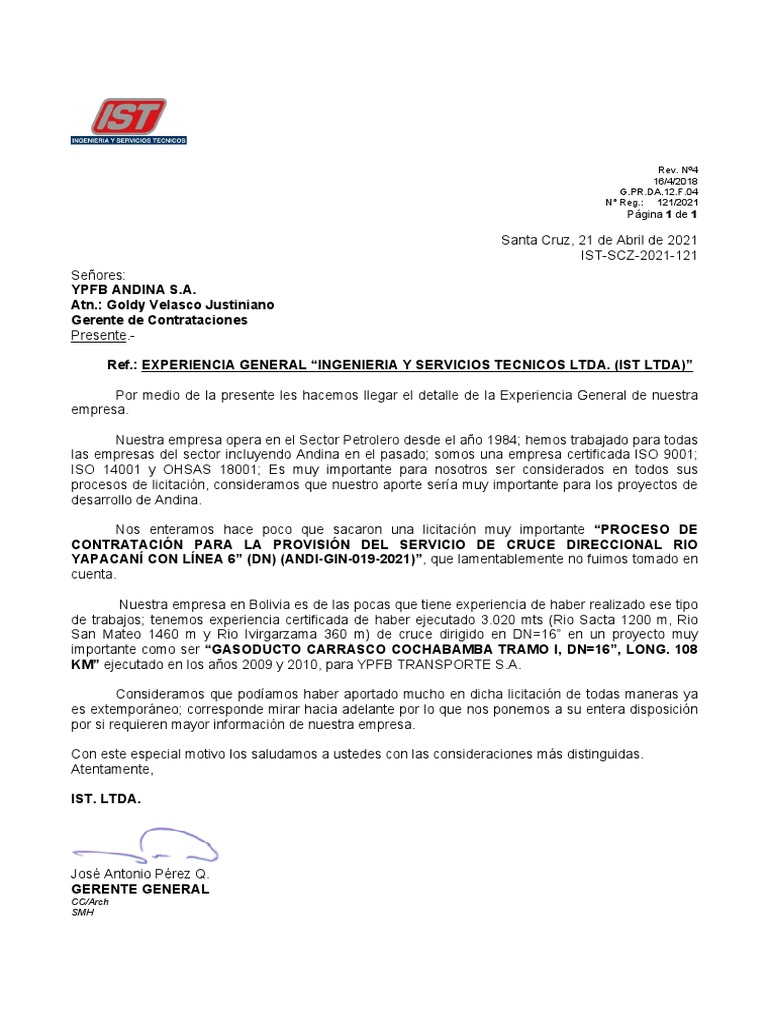 Experiencia de IST Ltda. en Cruces Dirigidos | PDF | Lugar de trabajo ...