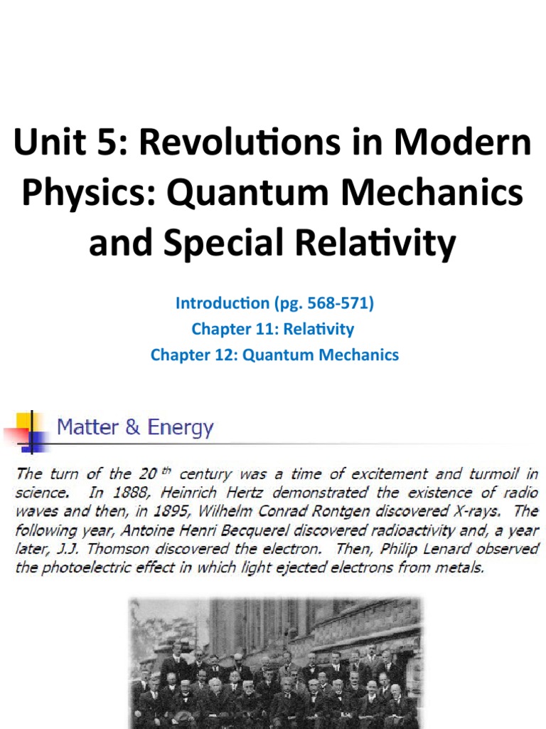Unit 5: Revolutions in Modern Physics: Quantum Mechanics and Special ...